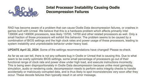 Chip Intel đời mới quá thiếu ổn định nhà phát triển khuyến cáo game thủ chuyển sang AMD