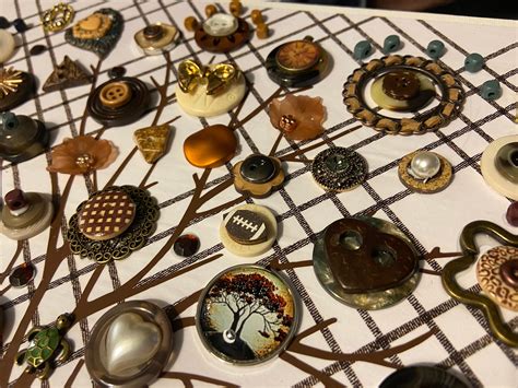 Tree Button Art Etsy