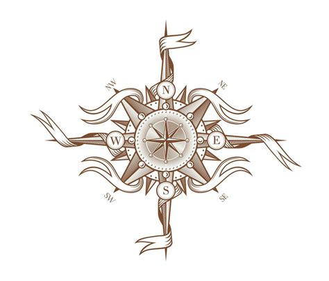 Vintage Wind Rose Medieval Compass With Ribbons 23398951 Vector Art At