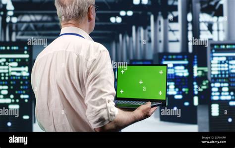efficient it professional navigating network of server rigs in industrial hub expert using