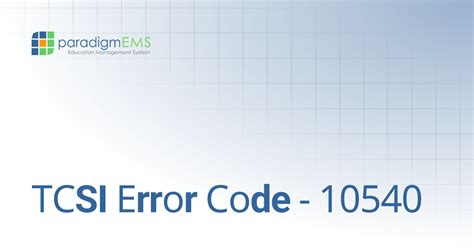 tcsi error code 10540 silverband documentation