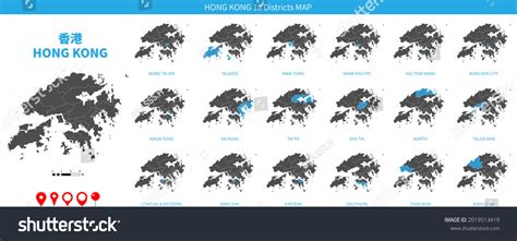 Map Hong Kong 18 Districts Isolated Stock Vector Royalty Free 2019513419 Shutterstock