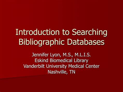 ppt introduction to searching bibliographic databases powerpoint presentation id 625286