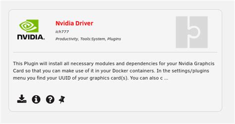 Plugin Nvidia Driver Plugin Support Unraid
