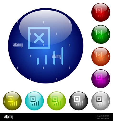 Signal Error Icons On Round Glass Buttons In Multiple Colors Arranged Layer Structure Stock