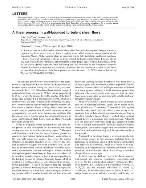 Pdf A Linear Process In Wall Bounded Turbulent Shear Flows