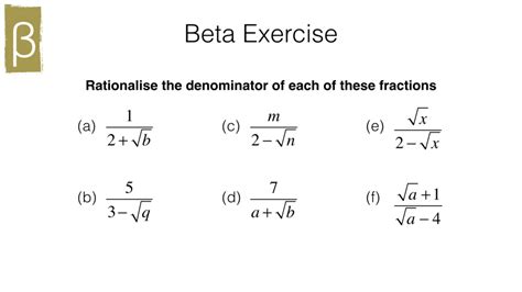 a4h algebraic manipulation involving surds and fractions