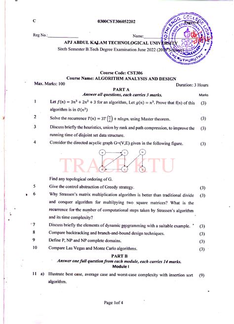 cst306 algorithm analysis and design june 2022 c reg no 0300cst