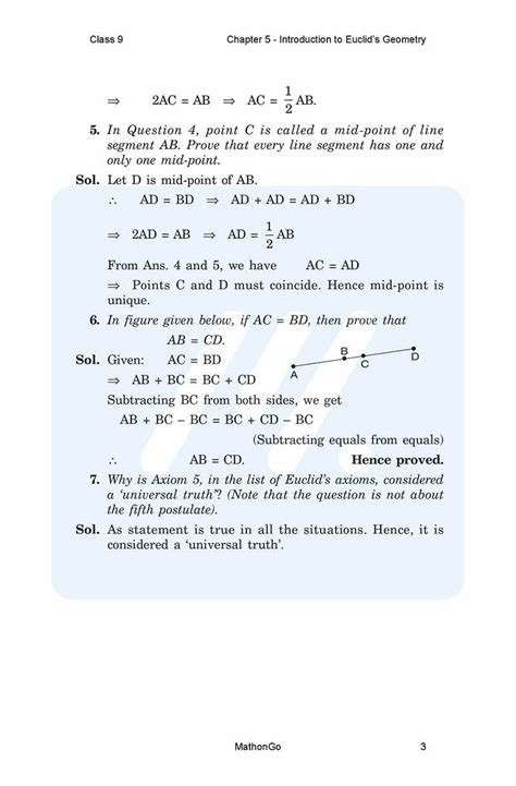 NCERT Solutions For Class Maths Chapter Introduction To Euclids Geometry MathonGo
