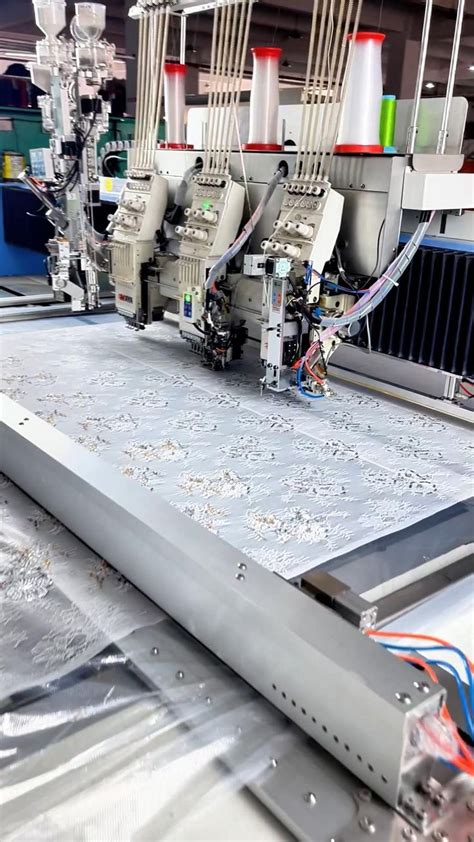 High Speed Electric Embroidery Machine In Action Fabric Design