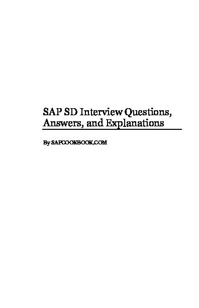 Sap Sd Interview Questions Answers And Explanations Pdf Epub Version
