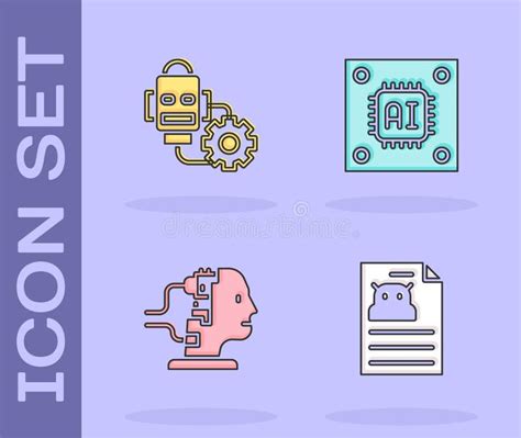 Set Technical Specification Robot Setting For Maintenance And Processor With Microcircuits Cpu