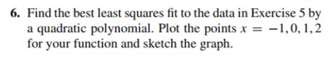 Solved Question Only Find The Best Least Squares Fit To Chegg