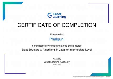 Completed Data Structure And Algorithms Course By Great Learning
