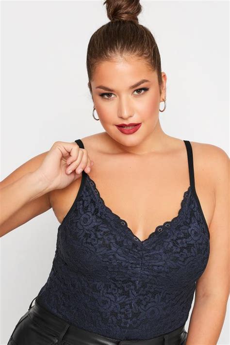 Limited Collection Plus Size Navy Blue Lace Bodysuit Yours Clothing