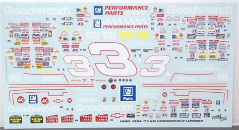 Nascar Decal 3 Goodwrench 1990 Chevrolet Lumina Dale Earnhardt 124