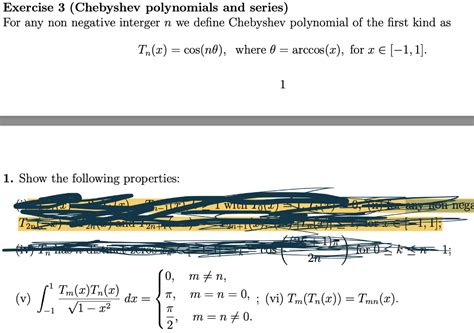 Solved Exercise Chebyshev Polynomials And Series For Any Chegg