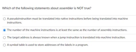 Solved Which Of The Following Statements About Assembler Is