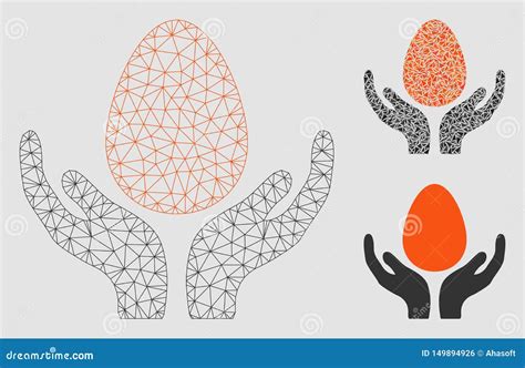 Egg Incubator Hands Vector Mesh Wire Frame Model And Triangle Mosaic Icon Stock Vector