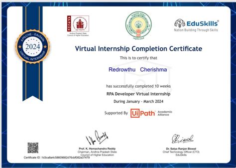 Redrowthu Cherishma On Linkedin Rpa Uipath Intellectuals Internshipcertificate Representation