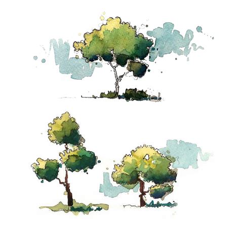 Watercolor Tree Rendering