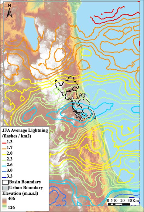 Mean Warm Season Jja Cg Lightning Flash Density Flashes Km 22 Over Download Scientific