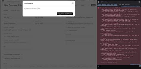 Error In Purchase Order Form View Jsonparse Syntaxerror At Line 1 Bug Frappe Forum