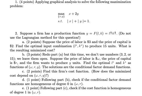 Solved Points Applying Graphical Analysis To Solve Chegg Com