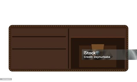 평평 하 고 단단한 컬러 스타일으로 열린된 지갑입니다 벡터 일러스트입니다 가죽에 대한 스톡 벡터 아트 및 기타 이미지 가죽 갈색 개성 개념 Istock