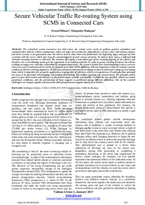 Pdf Licensed Under Creative Commons Attribution Cc By Secure Vehicular Traffic Re Routing