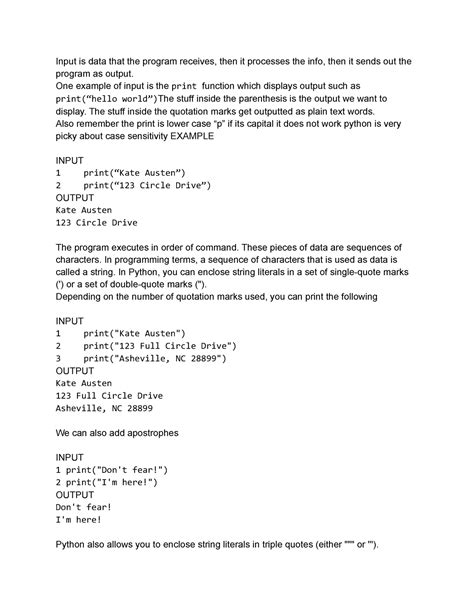 Chapter 2 Input Processing And Output Input Is Data That The Program