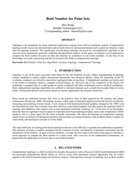 pdf betti number for point sets
