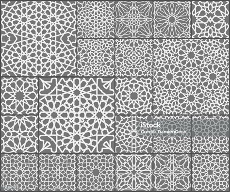 이슬람 장식품 벡터 세트 아랍어 라마단 패턴 타일 패치 워크 이슬람 꽃 모티프 라마단 무바라크 무슬림 별 패턴 단순 0명에 대한 스톡 벡터 아트 및 기타 이미지 Istock