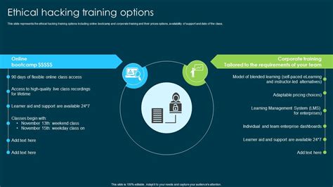 Ethical Hacking And Network Security Ethical Hacking Training Options Ppt Example