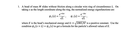Solved A Bead Of Mass M Slides Without Friction Along A