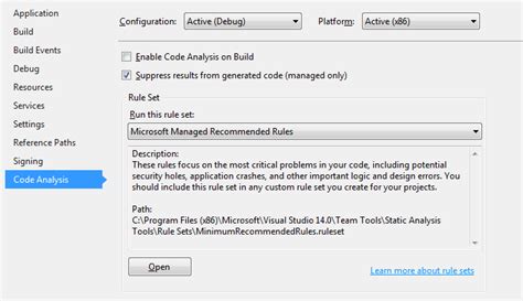 C Vs2015 Warning Msb3884 Could Not Find Rule Set File Stack Overflow