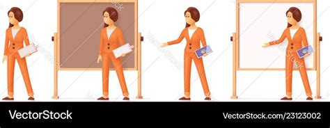 Woman Pointing At Flip Chart Whiteboard Royalty Free Vector