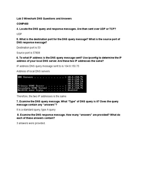 Wireshark Dns Lab 3 Pdf Port Computer Networking Transmission