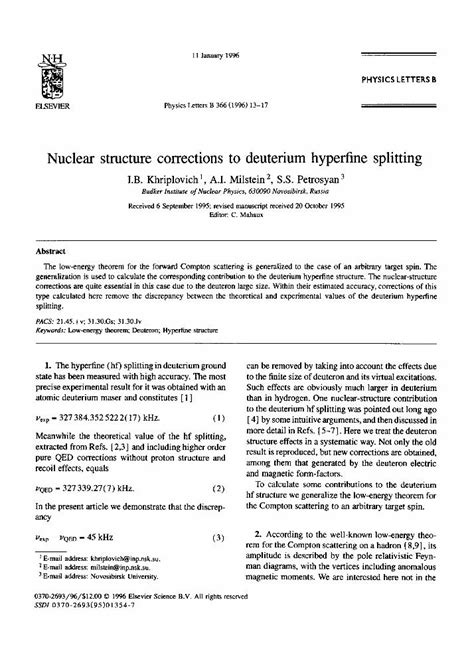 Pdf Nuclear Structure Corrections To Deuterium Hyperfine Splitting