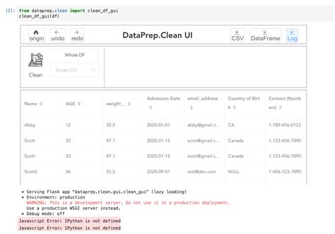 Make Exporting Df And Log In Dataprepclean Gui Support Jupyterlab · Issue 831 · Sfu Db