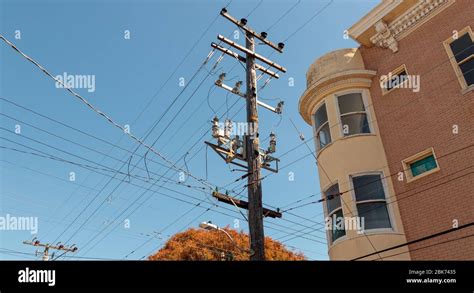 View Of Overhead Power Lines Stock Photo Alamy
