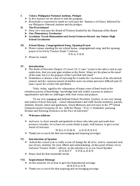 Emcee Script For Graduation Pdf