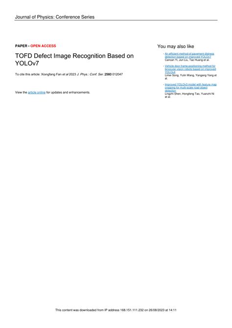 Pdf Tofd Defect Image Recognition Based On Yolov7