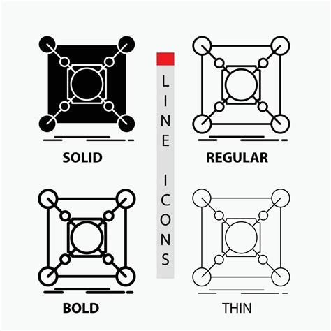 Base Center Connection Data Hub Icon In Thin Regular Bold Line