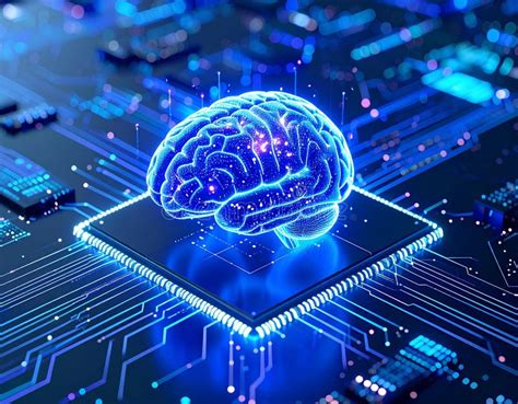 Futuristic Artificial Intelligence Brain With Glowing Neural Network In Digital Environment