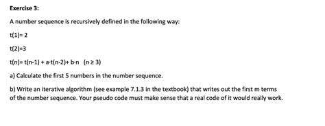 Solved Exercise 3 A Number Sequence Is Recursively Defined