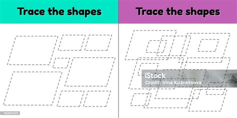 벡터 일러스트입니다 어린이 유치원 유치원 및 학교 연령에 대 한 교육 추적 워크 시트 기하학적 모양을 추적 합니다 파선 평행 사변형 0명에 대한 스톡 벡터 아트 및 기타