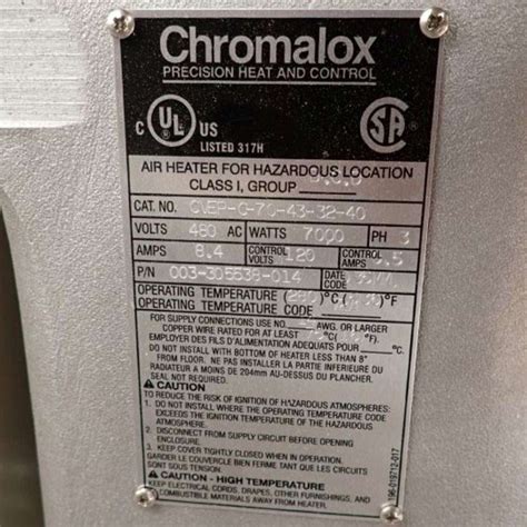 Chromalox Cvep C 70 43 32 40 Explosion Proof Convection Heater Used General Equipment And Supply