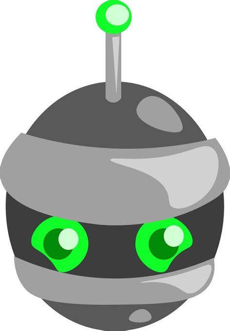 An Orb Robot With Its Long Antenna And Round Green Eyes Vector Color