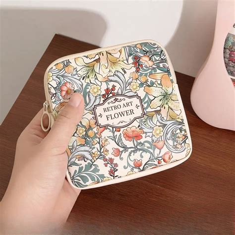 Женский винтажный кошелек для монет с цветочным принтом косметичка портативная сумка для